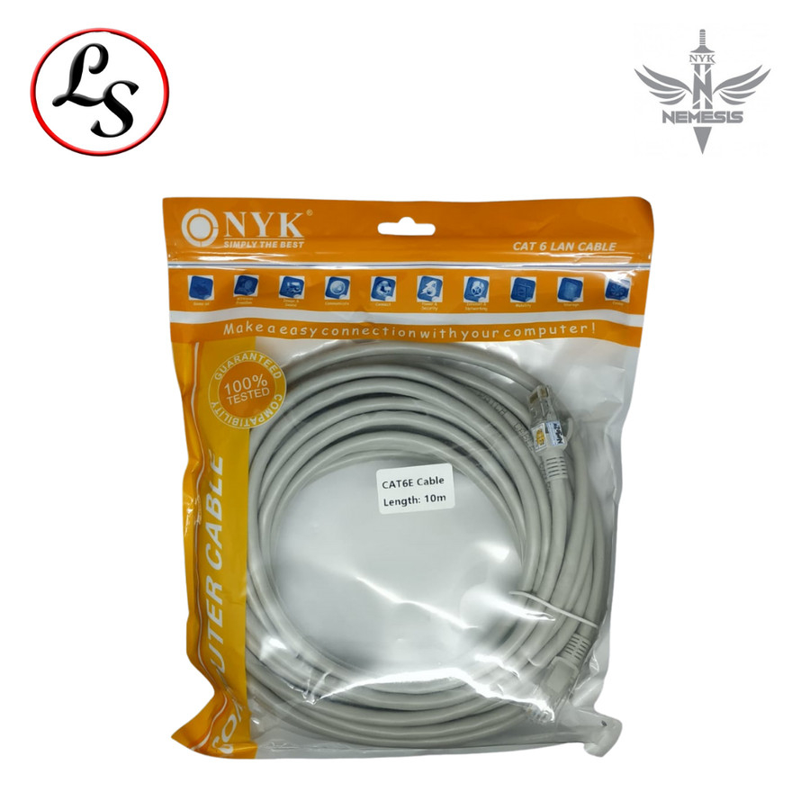 Jual NYK CABLE / KABEL LAN 10m / 10 Meter CAT6E UTP | Shopee Indonesia