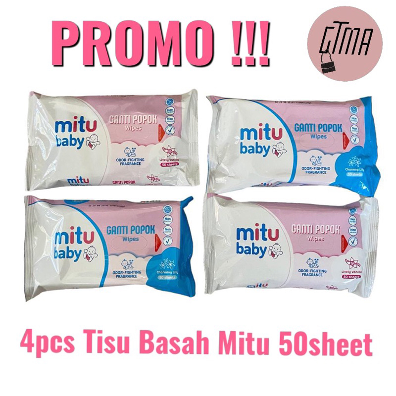 Jual 4pcs Tisu Basah Mitu 50sheet (Besar) | Shopee Indonesia