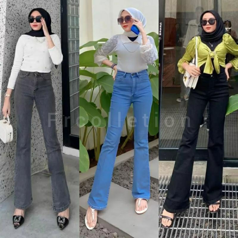 Jual HW Cutbray Jeans Wanita - Celana Cutbray Strecht Kekinian - Cutbray Flared Streetch ...