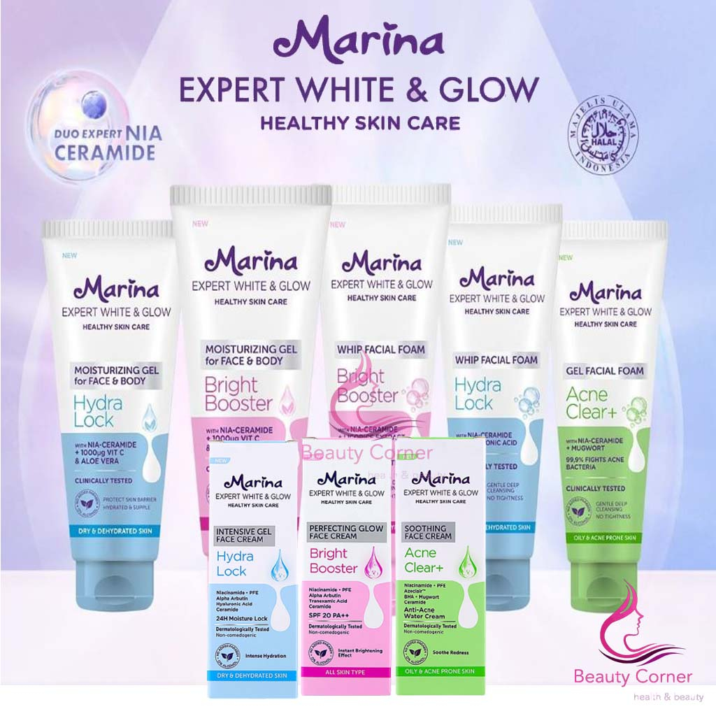 Jual Marina Expert White & Glow Whip Facial Foam | Moisturizing Gel ...