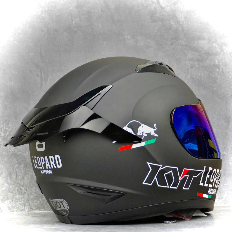 Jual HELM KYT R10 SOLID BLACK DOFF PAKET LEOPARDD REDBULL STIKER | HELM ...