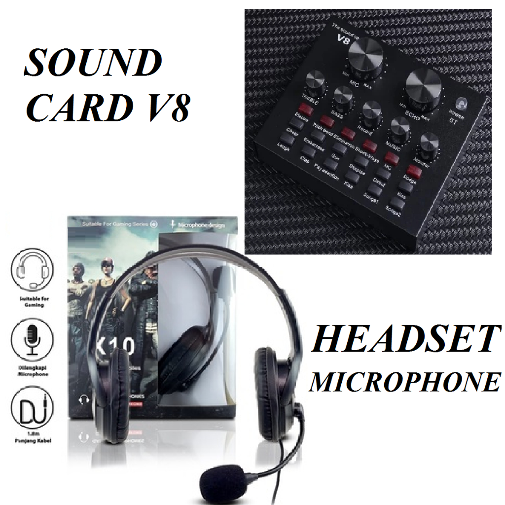Jual Paket Komplit Headset Microphone Kabel Black + Sound Card ...