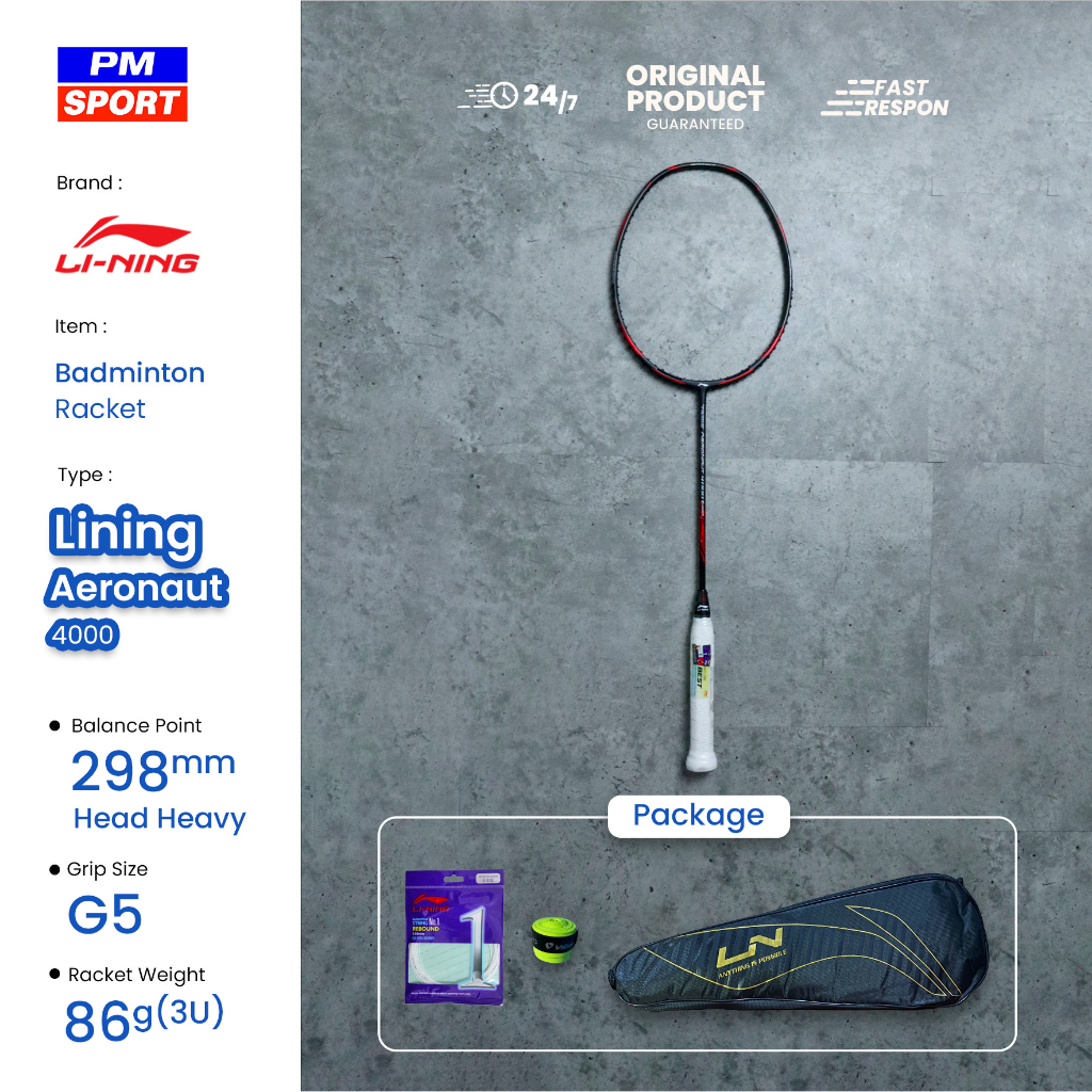 Jual RAKET BADMINTON / BULUTANGKIS LINING AERONAUT 4000C COMBAT ...