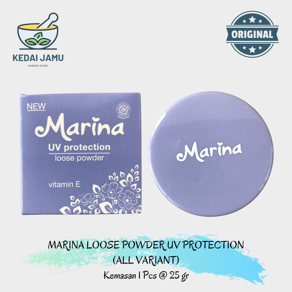 Jual MARINA LOOSE POWDER UNGU UV PROTECTION 25 GRAM | Shopee Indonesia