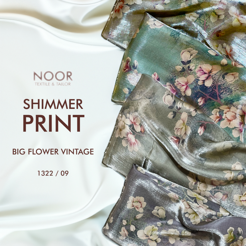 Jual Shimmer Print - Big Flower Vintage Motif | Kain Shimmer base Gelap ...