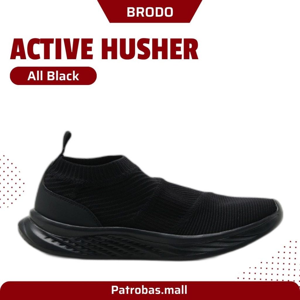 Jual BRODO Active Husher Full Black Original Sepatu Sneakers Casual ...