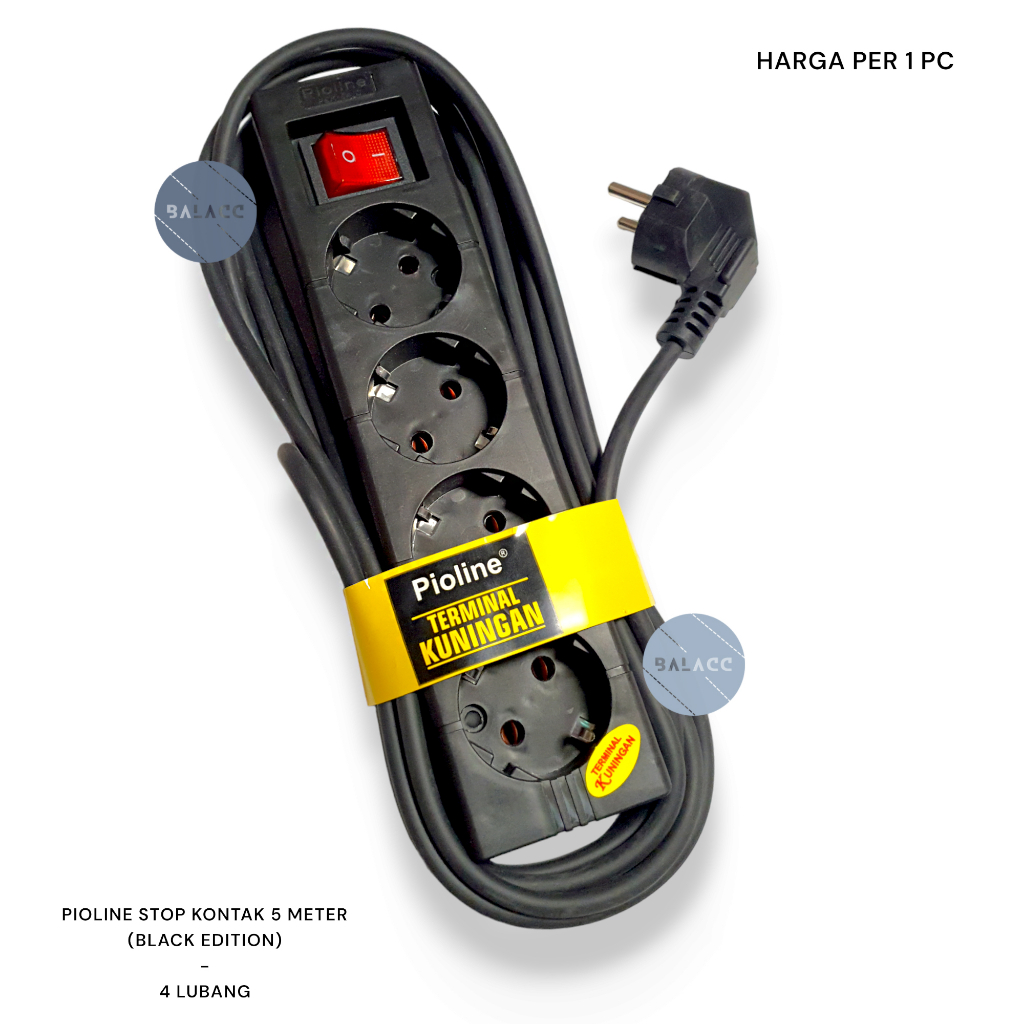 Jual Stop Kontak 4 Lubang 5 Meter Pioline Black Panther / Colokan Listrik 4L 5m | Shopee Indonesia