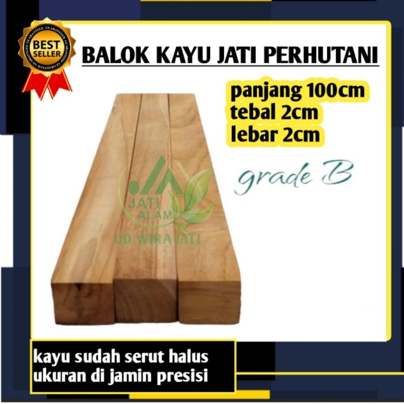 Jual stik kayu jati perhutani 2x2 panjang 100cm bahan untuk sangkar ...