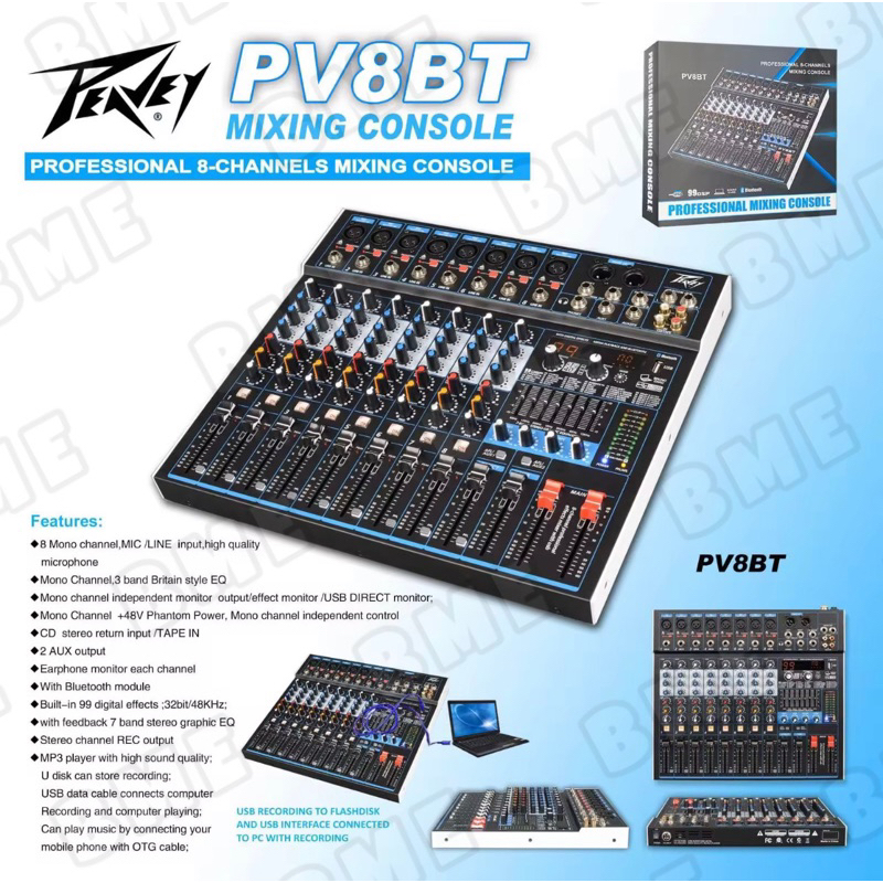 Jual Mixer Audio Peavey Pv8bt Pv 8bt Pv8 Bt Usb Bluetooth Soundcard