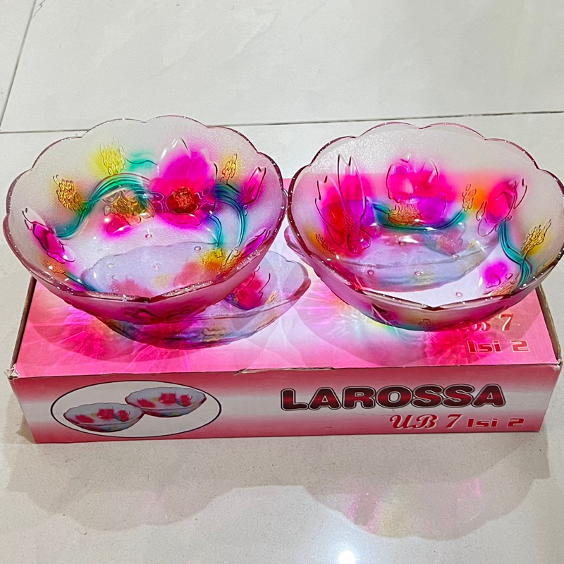 Jual Mangkok Kaca Set Kado Cantik Warna Pink Larossa Ukuran 7in isi 2 ...