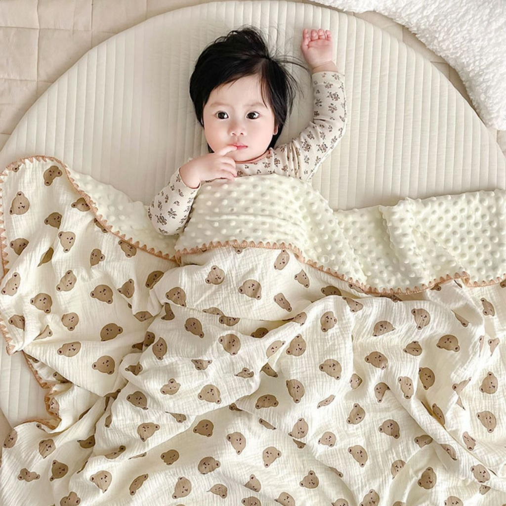 Jual BABYRWARSOME - Selimut Bayi Korea Minky Stiches Cotton Muslin ...