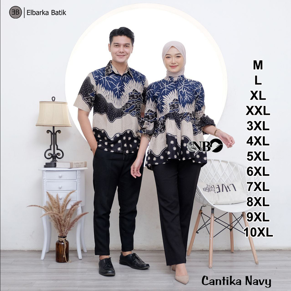 Jual Couple Atasan Batik Pria Wanita Jumbo - Kemeja Lengan Pendek - Blus Balon Busui Uk. M L XL ...