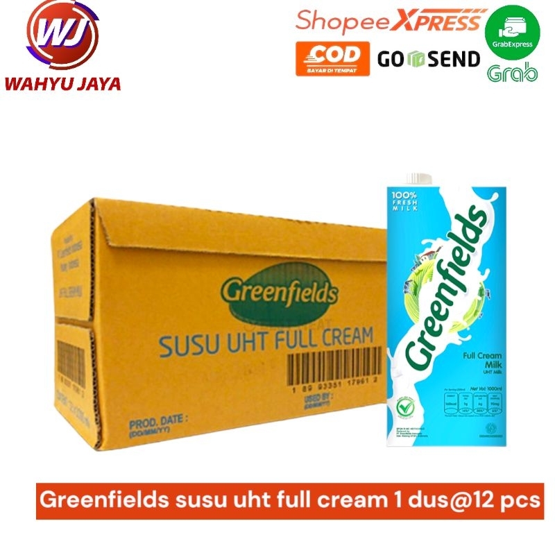Jual greenfields susu uht full cream 1 dus@12 pcs | Shopee Indonesia