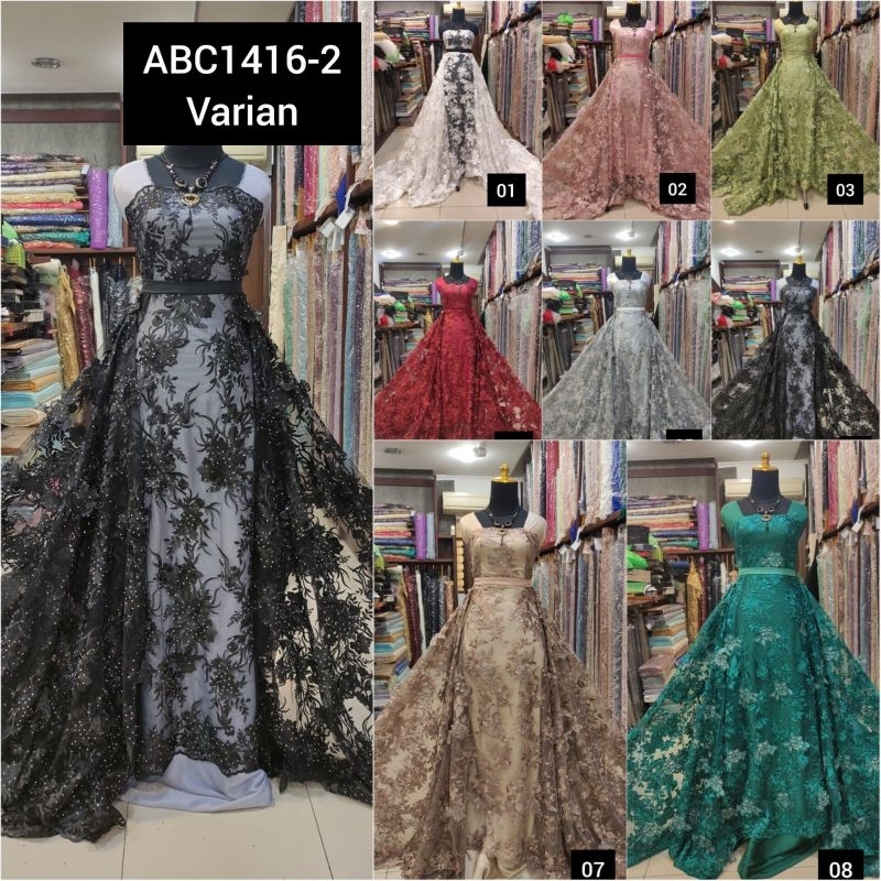 Jual Kain Dress Tile Brokat Bunga Timbul 3D ABC1416-2 Varian | Shopee ...