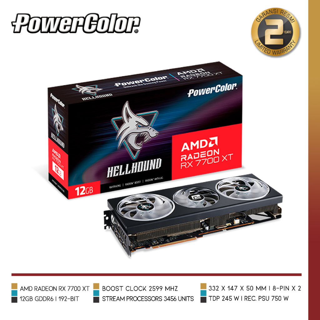 Jual POWERCOLOR Hellhound AMD Radeon RX 7700 XT 12GB GDDR6 | Shopee ...