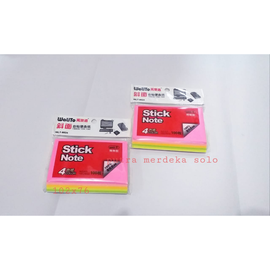 Jual Pembatas Buku, Sticky Notes, Post It, Kertas Memo Walito 4 Warna ...