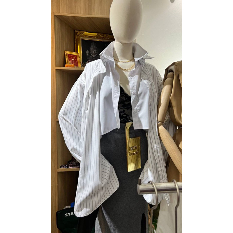 Jual KEMEJA OVERSIZE WANITA ASIMETRIS / KEMEJA KERJA 2in1 / KOREAN STYLE KEMEJA | Shopee Indonesia