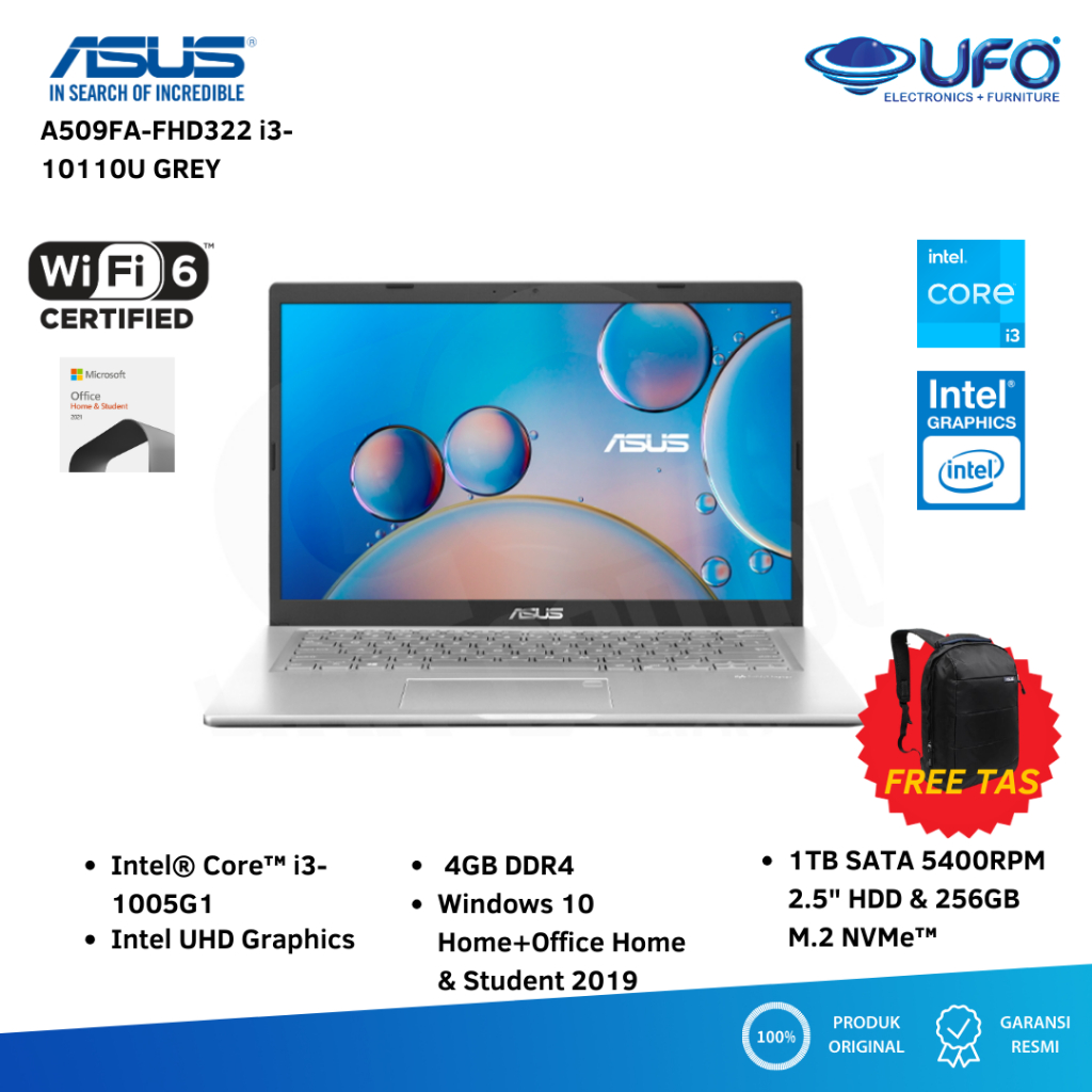 Jual ASUS A509FA-FHD322 VIVOBOOK CORE i3-10110U 4GB/256GB SSD | Shopee ...
