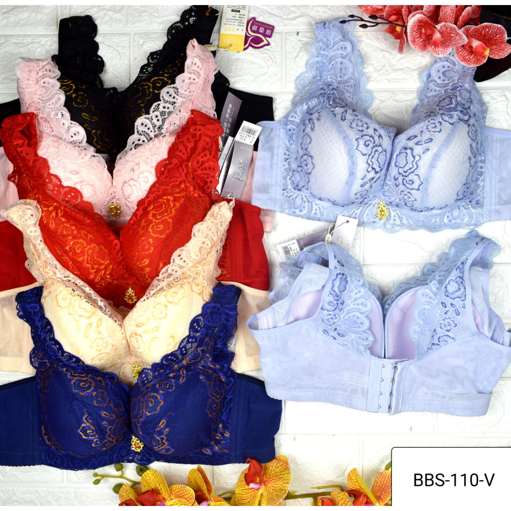 Jual BRA Busa Tipis BH Berkawat Kait 4 Penutup Samping Lebar Blokat Halus Motif Bunga Tali Lebar ...