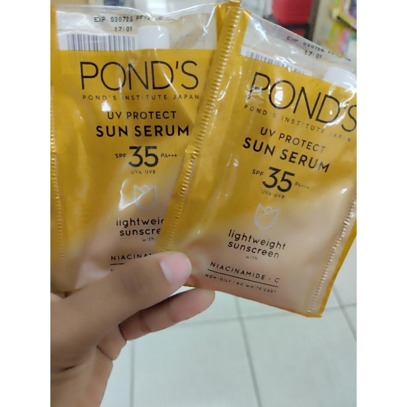 Jual Ponds Uv Protect Sun Serum SunScreen Spf 35+++ sachet | Shopee ...