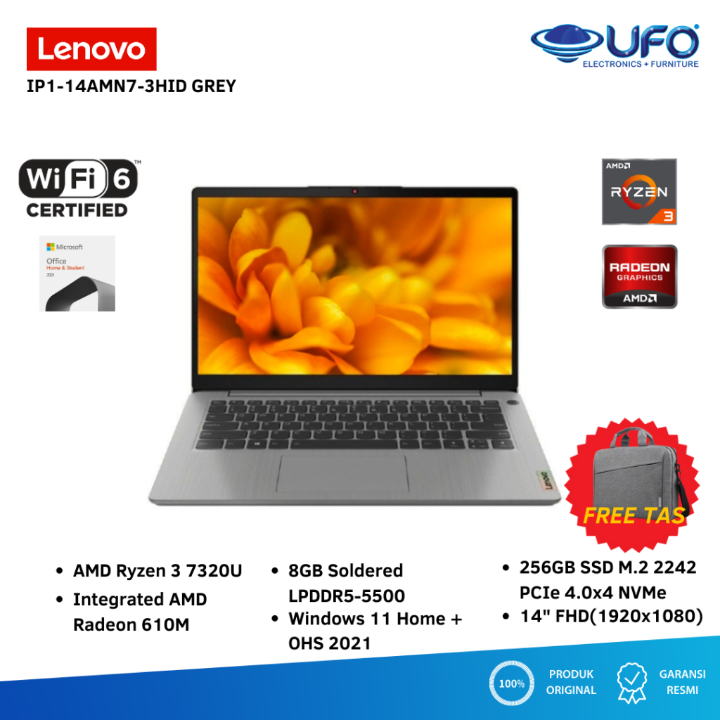 Jual LENOVO IDEAPAD SLIM 1 IP1-14AMN7-3HID 3JID LAPTOP AMD RYZEN 3 ...