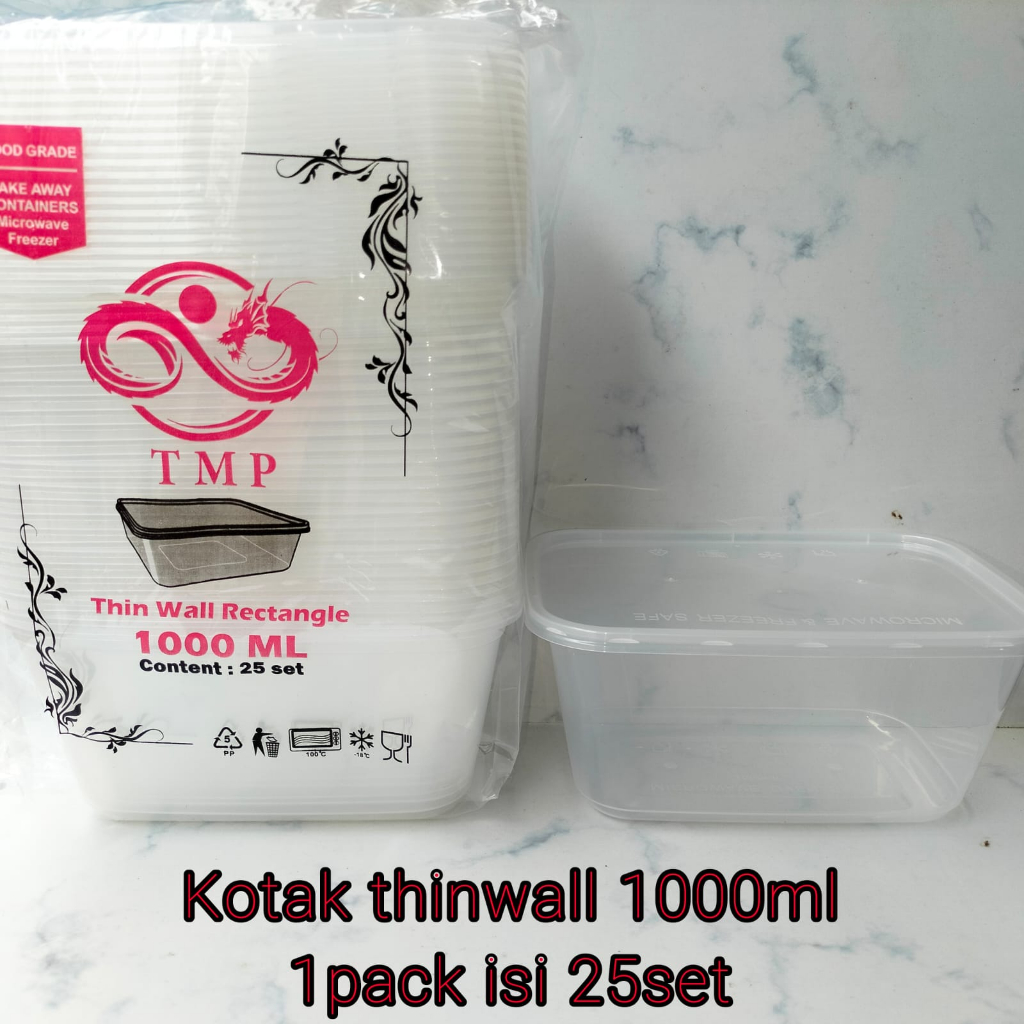 Jual thinwall rectangle 1000ml kotak makan plastik persegi panjang food grade Medan merek TMP ...