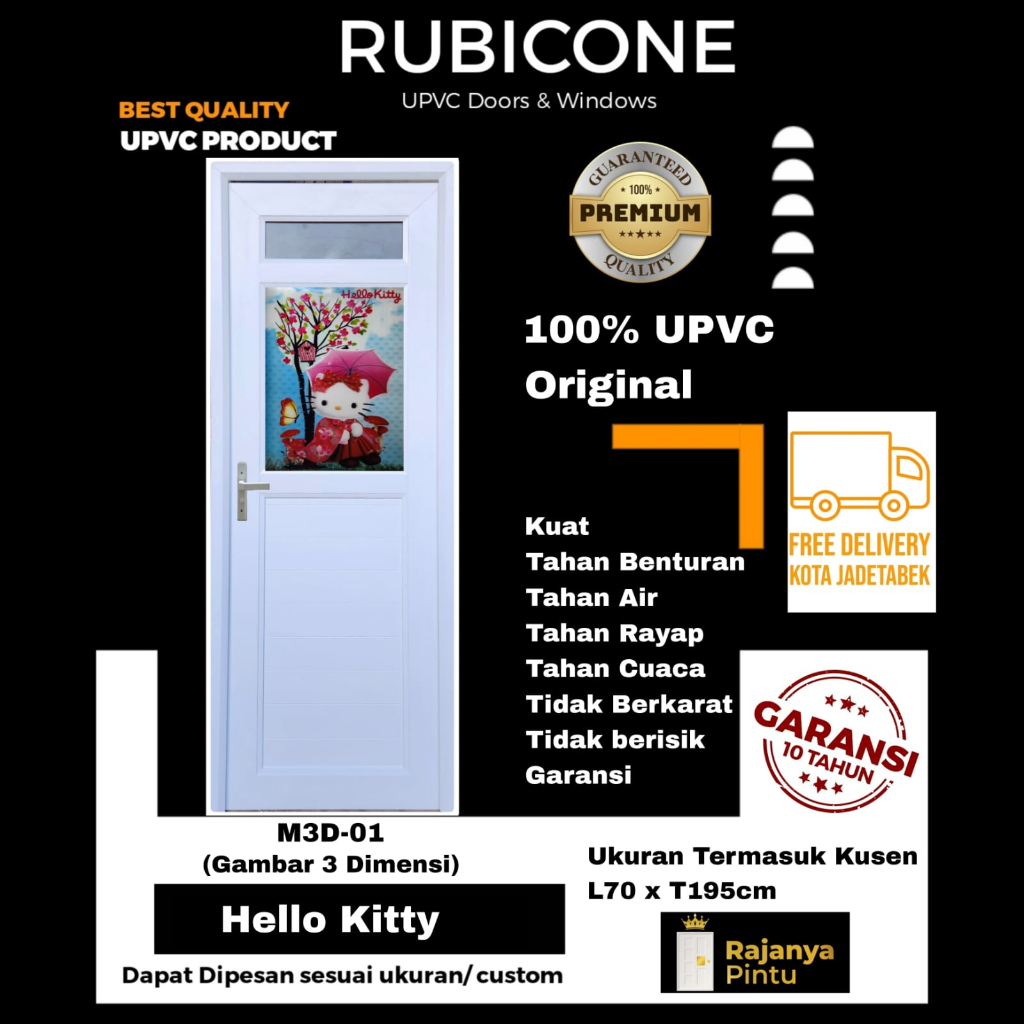 Jual Pintu UPVC Rubicone Premium-M3D-Gambar 3 Dimensi-Putih | Shopee Indonesia