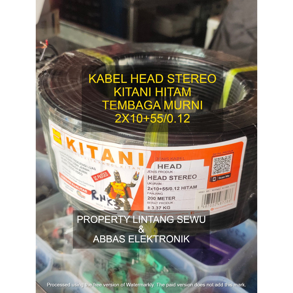 Jual Kabel Head Stereo Kitani Hitam 2x10+55 0.12 2x 10 Kabel Skerem ...