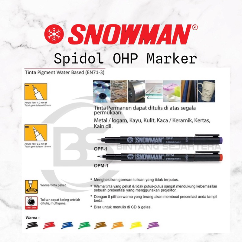 Jual Spidol Snowman Permanen OPF / OPM Permanent Marker | Shopee Indonesia
