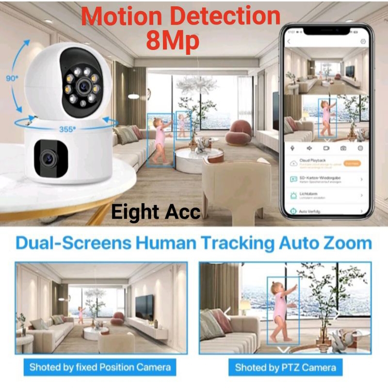 Jual Cctv camera V380 jernih Dual camera Fokus & Putar 8mp 1080 Motion ...