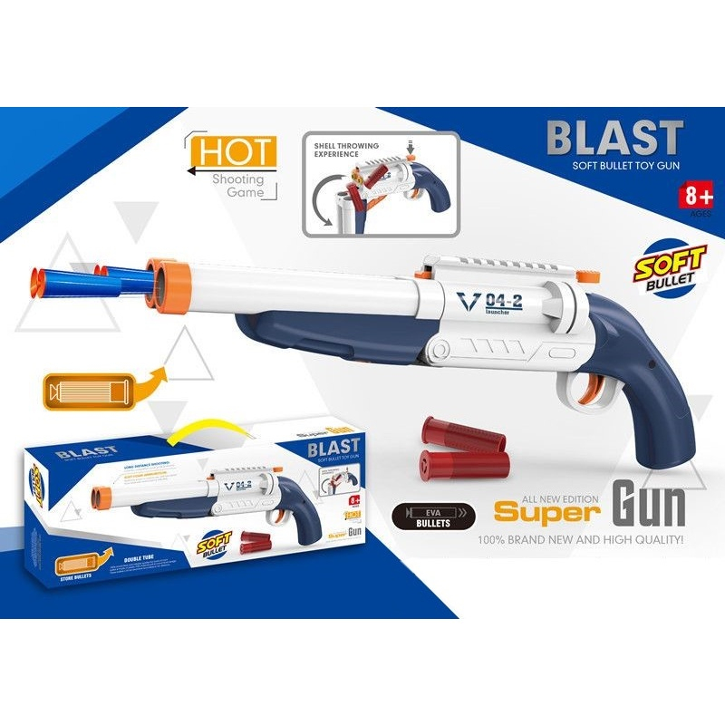 Jual Main Anak GUN BLAST SOFT BULLET V04-2 TOYS GUN Double Tube Super ...