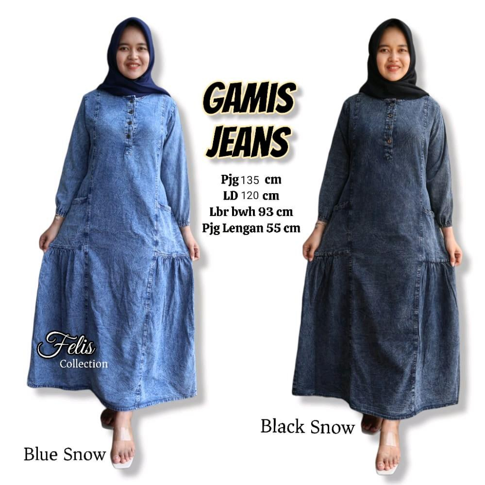 Jual Gamis Jeans Snow New Model Busui Friendly Maksimal LD 140cm ...