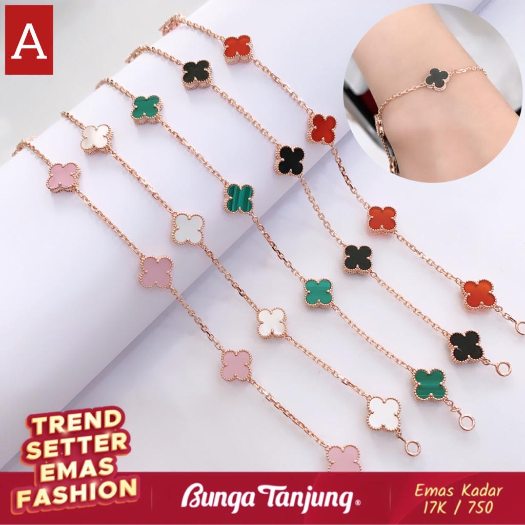 Jual GELANG CLOVER RAINBOW C - EMAS 17K - BUNGA TANJUNG GOLD | Shopee ...