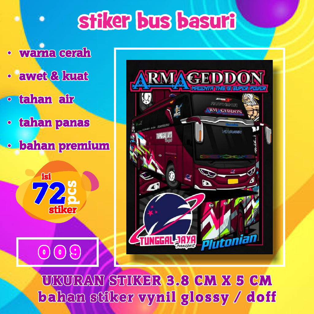 Jual stiker bus basuri armagedon [009] warna cerah kuat tidak luntur ...