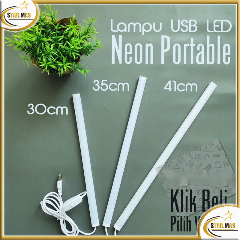 Jual Lampu Neon Panjang Strip Tabung LED USB Belajar Kerja Rumah Dapur ...