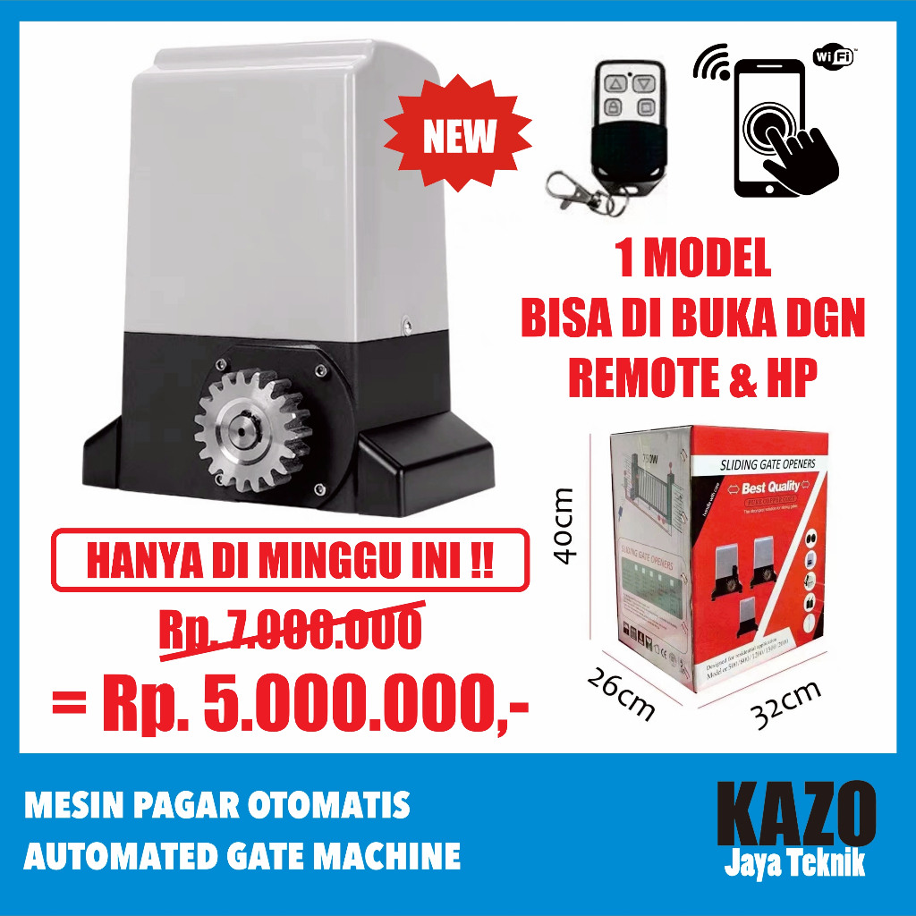 Jual Mesin Pagar Otomatis 550W 1200kg - Remote & HP App Wifi | Shopee Indonesia