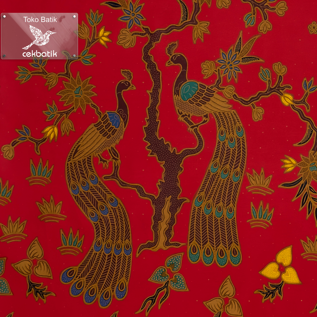 Jual Kain Batik - Motif Batik Burung Merak Manis V31 (Merah) | Shopee ...
