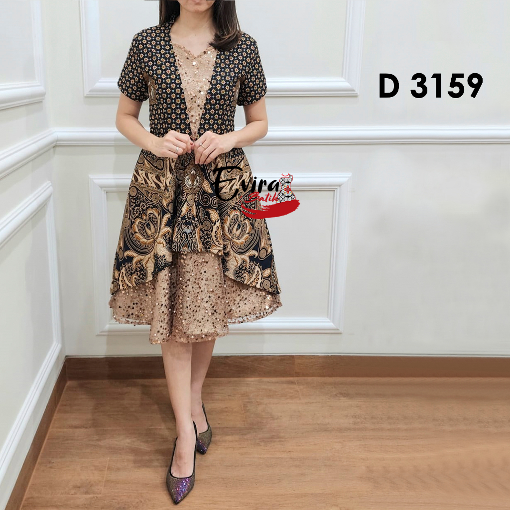 Jual Dress Batik Wanita Modern D 3159 / Dress Batik Wanita Keren ...