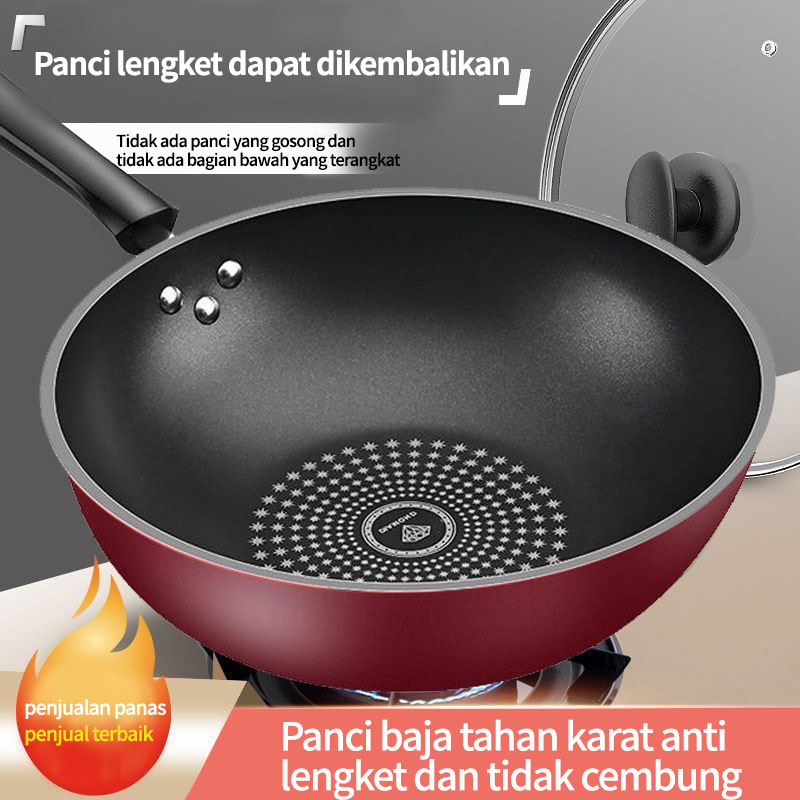 Jual Wajan Penggorengan Anti Lengket Batu Medis Ukuran 32 CM Diamond Wok Pan Penggorengan ...