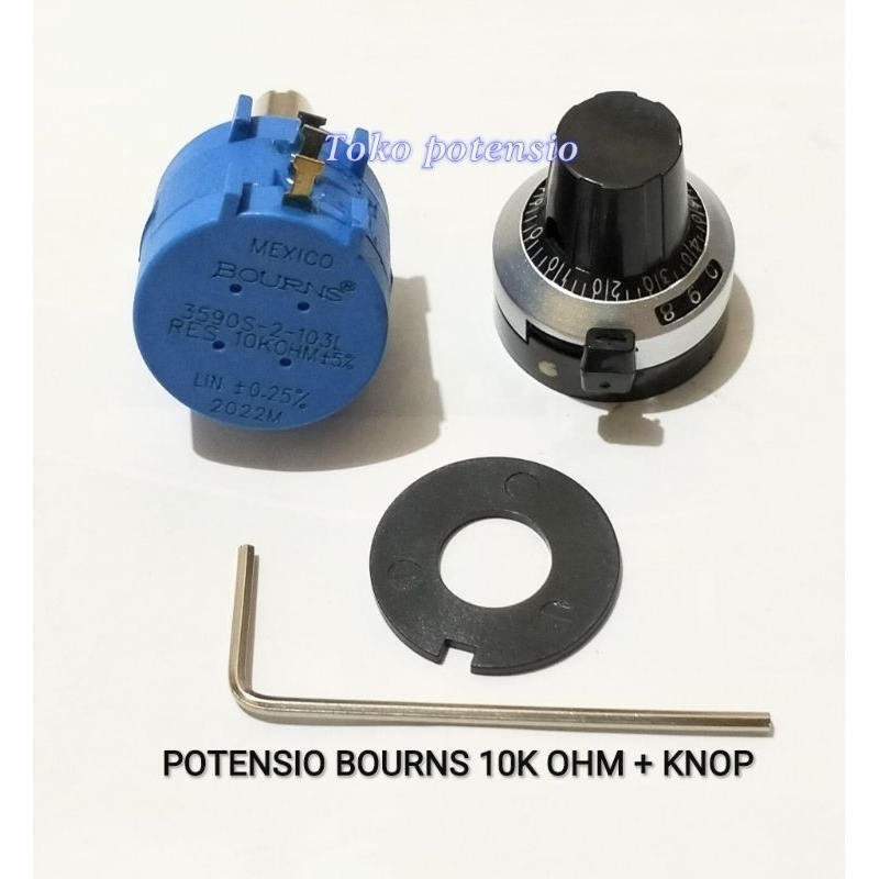 Jual POTENSIO BOURNS 10K OHM + KNOP POTENSIO MULTITURN 10X PUTARAN ...