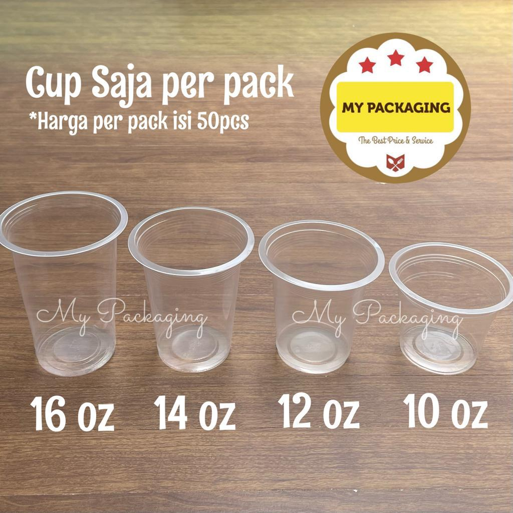 Jual Gelas Cup OZ Plastik 10oz 12oz 14oz 16oz (50 Pcs) Aqua 10 12 14 16 OZ Bening Higienis ...