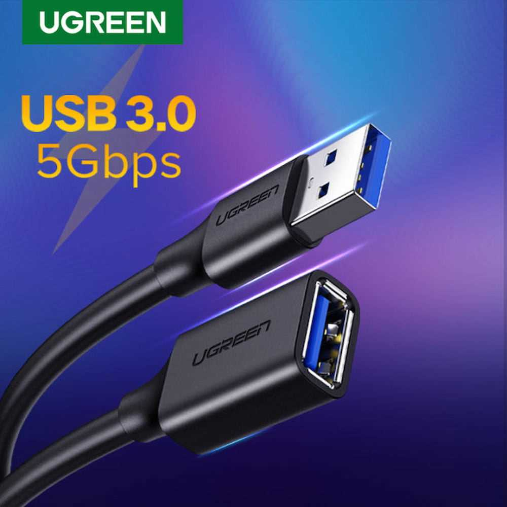 Jual Ugreen Usb 3.0 extension male to female Round cable 3m black 30127 ...