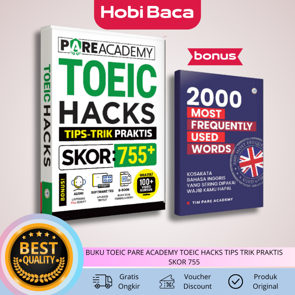 Jual BUKU TOEIC PARE ACADEMY TOEIC HACKS PANDUAN TIPS TRIK PRAKTIS SKOR 755 BUKU PANDUAN ...