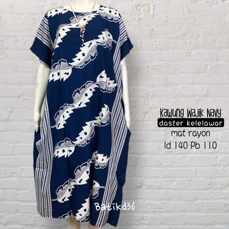 Jual Daster ct rayon tebal motif klasik biru navy putih murah etnik ...