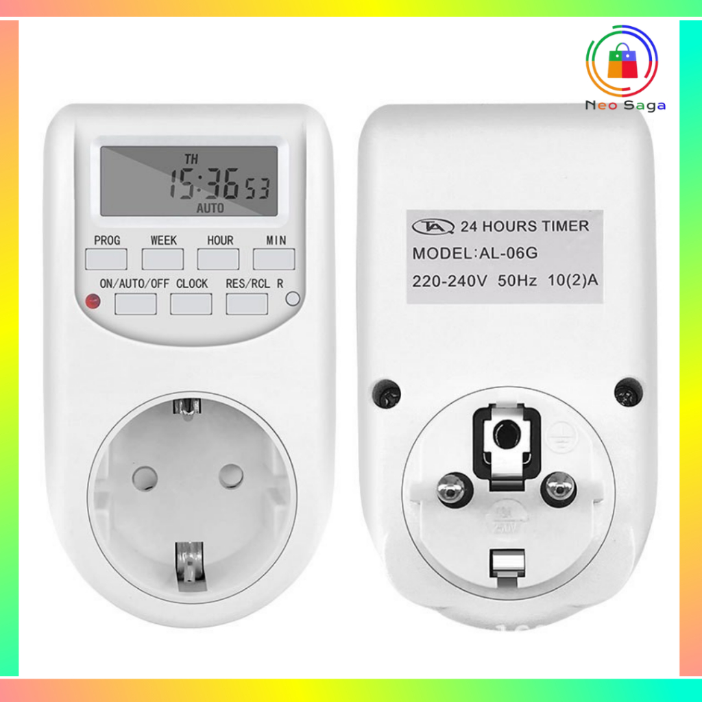 Jual Programmable Digital Timer Switch 16 Program On/Off EU Stop Kontak-Multi Socket | Shopee ...