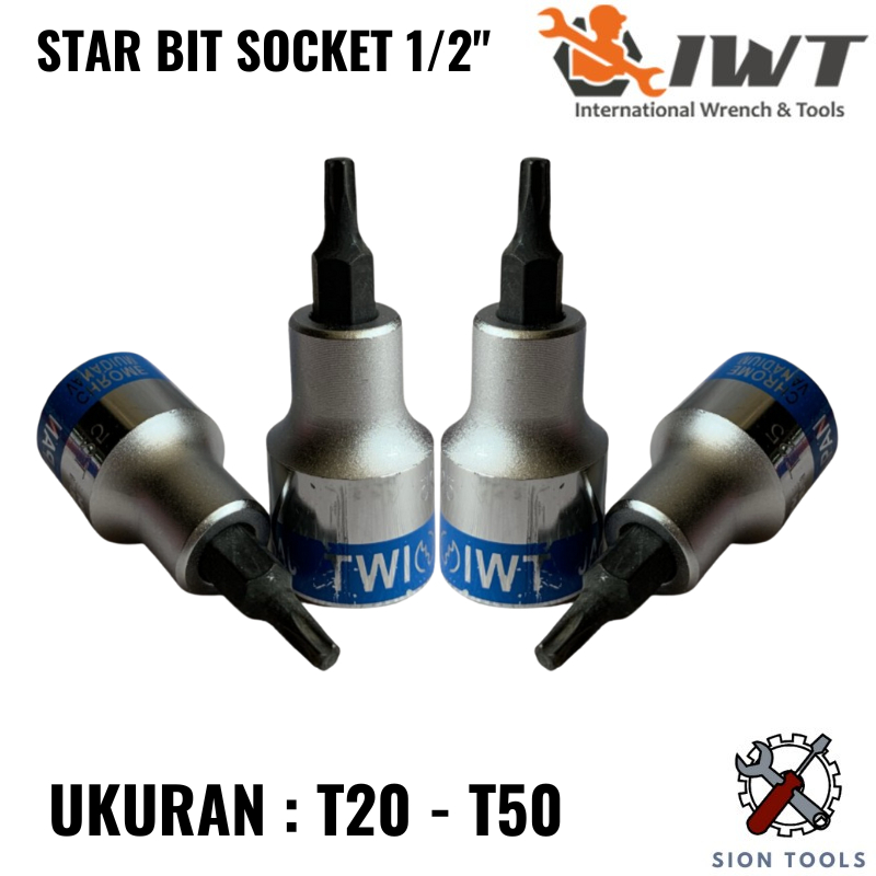 Jual IWT 1/2 INCH STAR BIT SOCKET T20 T25 T27 T40 T45 T50 / TORX BIT SOCKET | Shopee Indonesia