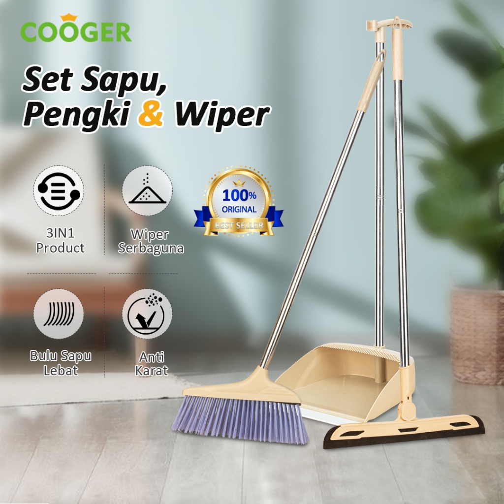 Jual COOGER Sapu Set Sapu Pengki Wiper Broom Set Sapu 3IN1 Rotable ...