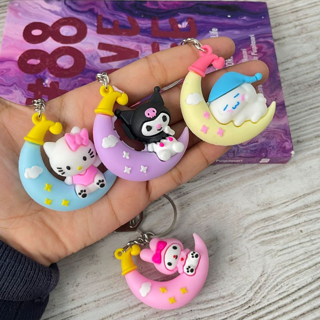 Jual Gantungan Kunci Sanrio Bulan Ukuran 7 x 7 x 5 cm Bahan Rubber ...
