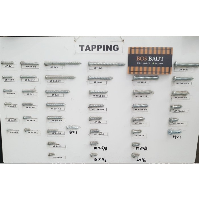 Jual Sekrup Tapping JP Ukuran #8 x 3/4" PUTIH (ISI 10 PCS) | Shopee ...