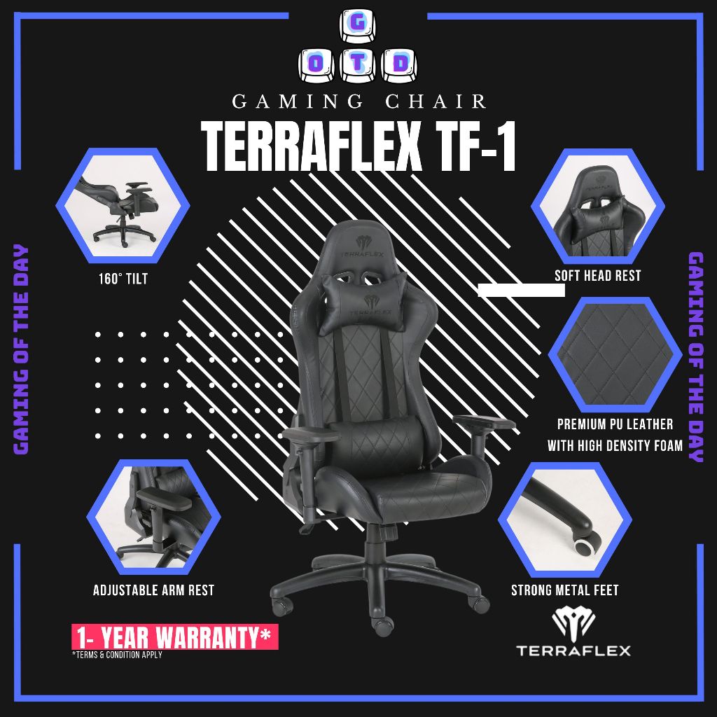 Jual Terraflex TF-1 Gaming Chair with Premium Foam & Leather | Shopee ...